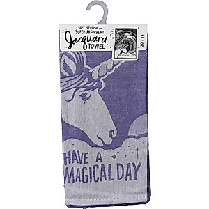 Primitives by Kathy Unicorn Dish Towel - Have a Magical Day - Soft and Absorbent Woven Cotton Jacquard Kitchen Towel, 20" x 28"