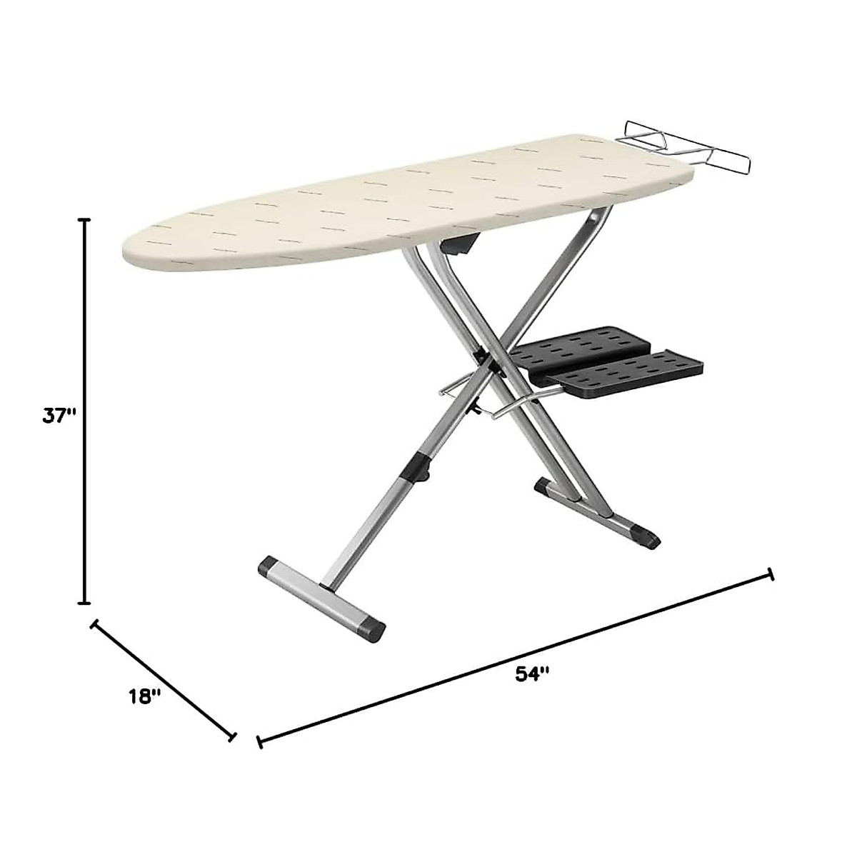 Rowenta Pro Compact Ironing Board with Hanger Rack 18 x 54 Inches Space Saving, Folding, 4 Legs IB9100,Beige