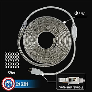 Russell Decor LED Rope Lights Festival Holiday Party Seasonal Christmas Decoration 30ft - 200ft Customized Available (Warm White, 20)