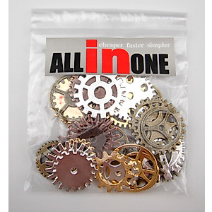 ALL in ONE 100 Gram Steampunk Gear Wheel Charms Cog Connectors Pendants Jewelry Finding DIY Craft (Mix)