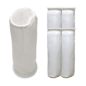 Reefsys 4 Inch Ring Cylindrical Nylon Filter Socks 200 Micron 4-Pack