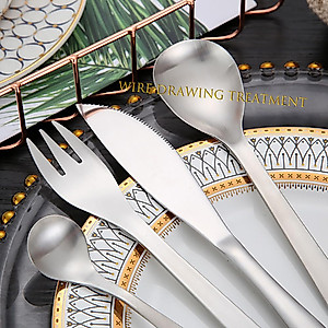 Thomaso 30 Piece Round Handle Cutlery Silverware Sets,1810 Stainless Steel Flatwares for 6,Silver Forks and Spoons Silverware Set,Unique Thicken Handle Utensil Set,Dishwasher Safe