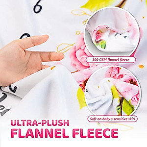 Milestone Blanket for Baby Girls - Very Soft, Light Weight with Heart Frame, Rectangle Marker, Headband Free - Machine Washable - Baby Growth Chart Blanket