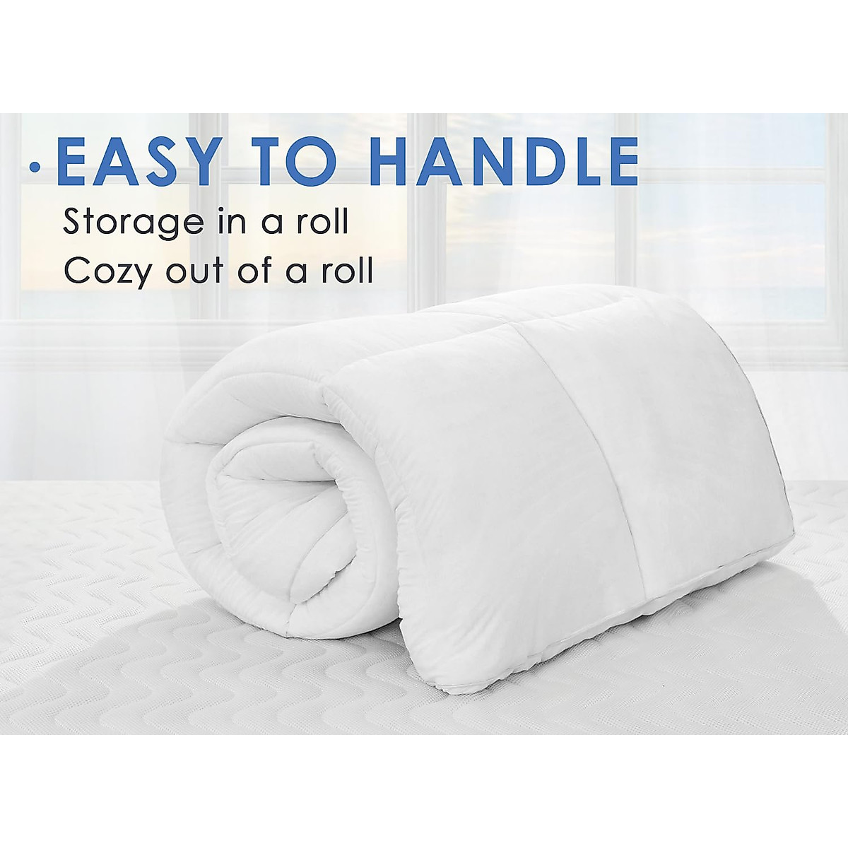 Marine Moon Twin XL Mattress Topper, Cooling Plush Bed Topper Soft Thick Pillow Top Mattress Toppers, 3 Inch Feather Down Alternative Pad Cover for College Dorm, Back Pain Relief, XL Twin 39" x 80"