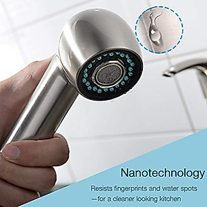 Comllen Commercial Brushed Nickel Stainless Steel Small Single Handle Rv Pull Out Kitchen Sink Faucet, Single Lever Pull Down Prep Kitchen Faucets with Sprayer Bar Facuet