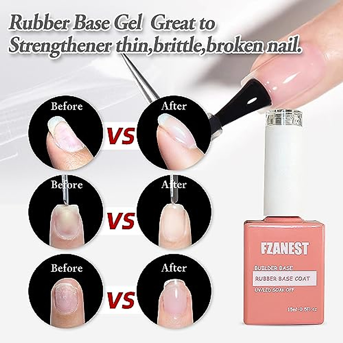 FZANEST Diamond Gel Top Coat and Clear Rubber Base Gel Polish For Nails Set,Builder Base Gel In A Bottle and No Wipe Top Coat Nail Polish Kit,Long Lasting Base Coat Ultra Shine Finish UV LED Soak Off