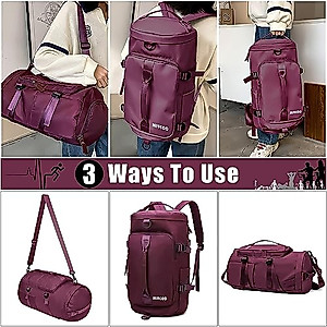 Gym Bag for Women and Men Sports Duffle Bag Travel Backpack Weekender Overnight Bag with Shoes Compartment Purple - MIYCOO