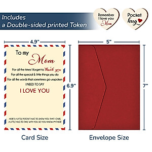 TEEZWONDER Mothers Day Gifts For Mom From Daughter Son - 20 Oz Stainless Steel Insulated Coffee Tumbler with Lid & Greeting Card with Pocket Hug Token and Envelope - Mom Birthday Gifts For Women Mama