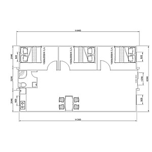 Expandable Modular House x 40ft - Portable Home with 3 Bedrooms, Kitchen, Bathroom, MH-EX3BKB