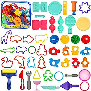 FRIMOONY Dough Tools Set for Kids, Various Animal Molds, Rolling Pins, Random Color, 47 PCS