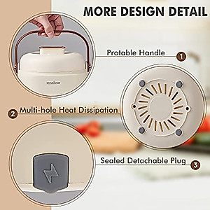 Stariver Small Rice Cooker, 2 Cups Uncooked Mini Portable Rice Cooker with Handle, Non-Stick Ramen Cooker, PFOA-Free, Rice Maker with Keep Warm & Delay Start Function, Electric Pot