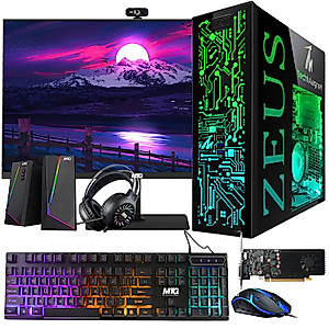 Gaming Desktop PC, Intel i7 6th Gen, TechMagnet Zeus Pro 6, GT 1030, 16GB ARGB RAM, 1TB SSD + 4TB HDD, 27 Inch 165hz Monitor, RGB Keyboard Mouse Speaker Headphone, Webcam, Win 10 Pro (Renewed)