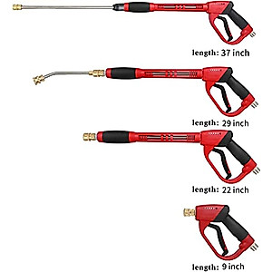 CHAVOR Upgraded Pressure Washer Gun with Extension Replacement Wand, M22 Fitting,7 Inch 30 Degree Curved Rod, 5 Nozzle Tips, 5000 PSI, 47 Inch