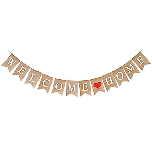 Burlap Welcome Home Banner, Rustic Welcome Home Party Decorations