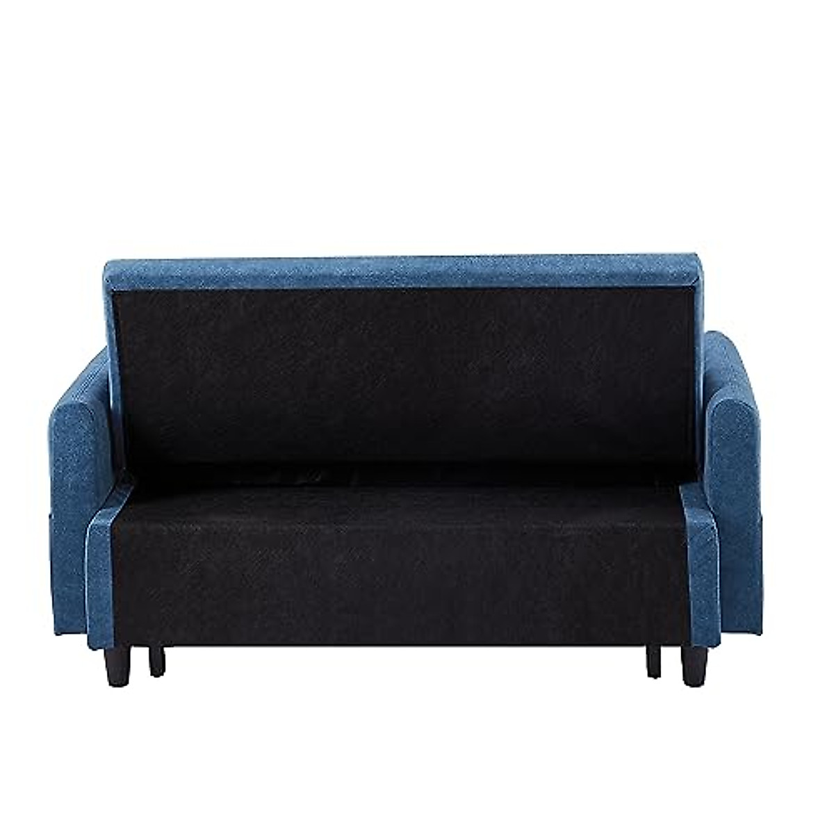 Merax, Blue 55.1" Pull Out Sleep Sofa Bed Loveseats Couch with Adjsutable Backrest,Storage Pockets,2 Soft Pillows for Living Room,Bedroom