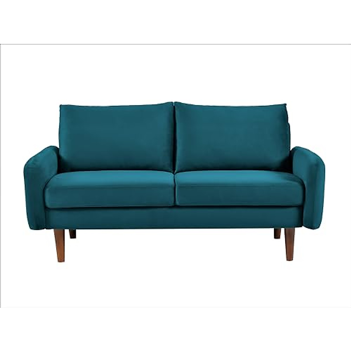 US Pride Furniture Kent Modern Velvet Loveseat Sofa, Comfortable 2 Seater Couch for Living Rooms and Small Spaces, Ideal Studio Apartment Furniture with Sleek Design, Greenish Blue