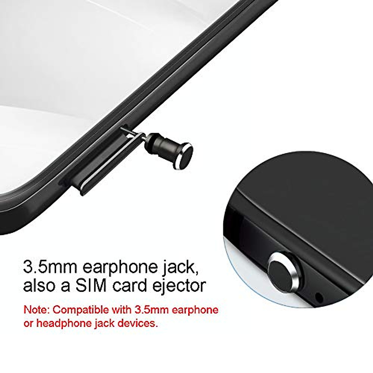 VIWIEU USB Type C Dust Plugs Charging Port Cover Caps with Earphone Jack Pin and Cable Protectors 2 Pack Compatible with Samsung Galaxy S22/S21/S20+ Ultra/Z Flip 4/Z Fold 4, Pixel 6a OnePlus 10T Black