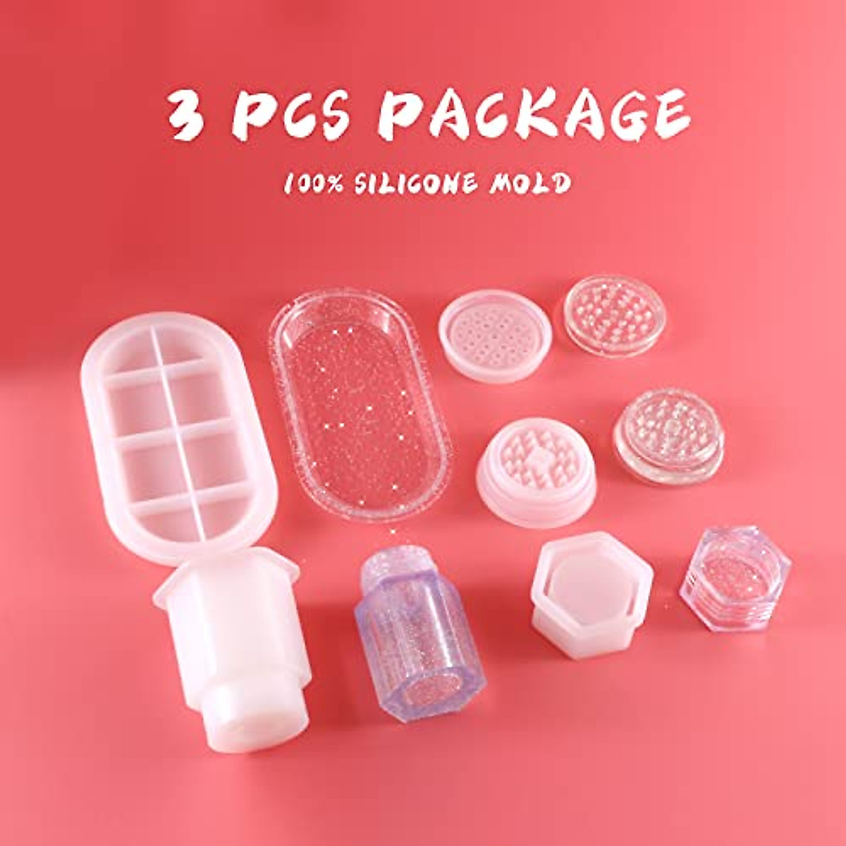 3 PCS Silicone Resin Molds Kit with Grinder Mold for Resin Premium Resin Tray Mold, Silicone Jar Mold with Lid for Grind and Storage, DIY Resin Epoxy Casting Craft