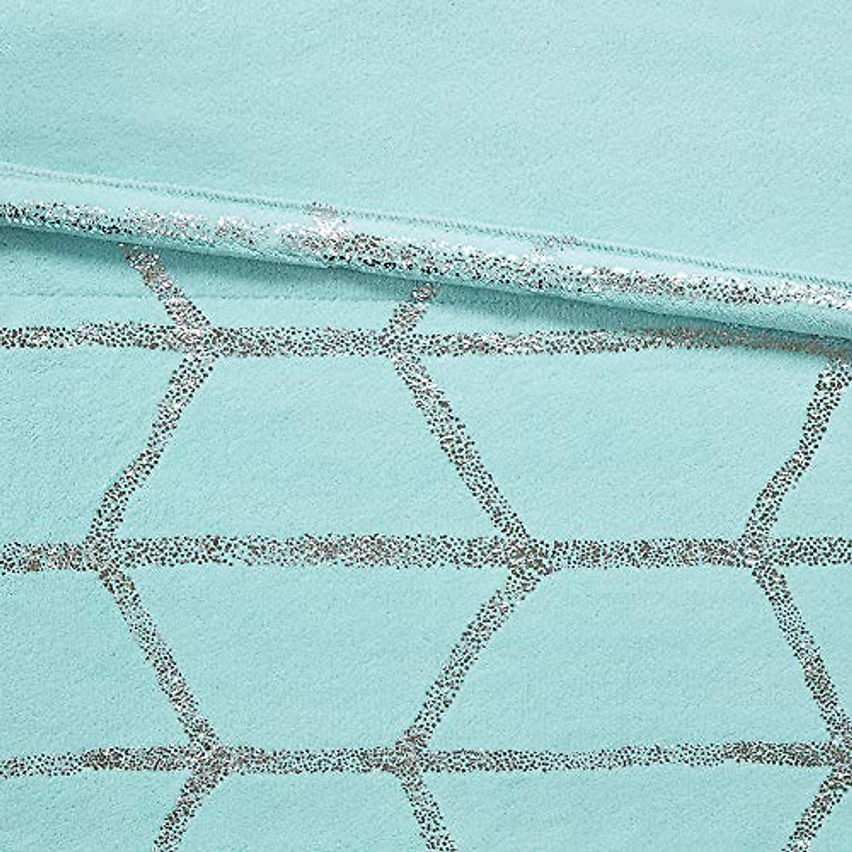 Sleep Philosophy True North Raina Electric Blanket Plush Throws-Low EMF- 50" x 60"- Metallic Geometric Print Cozy Soft-3-Setting Heat Controller, 50" x 60", Aqua