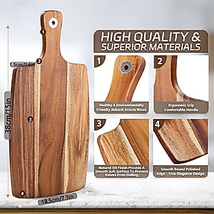 Acacia Wood Cutting Board with Handle - EVNSIX Wooden Chopping Board for Meat, Bread, Vegetables,Fruits,Cheese Serving Boards, Decorative Charcuterie Boards Kitchen Countertop