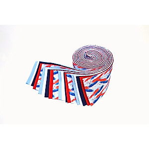 AbsoluteBestChoice 2.5 inch RED White and Blue Jelly Roll 100percent Cotton Fabric Quilting 20 pre Cut Strips, Multicolor, 2.5 Inches