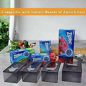 Liotww Ziplock Bag Organizer for Drawer, Storage Bag Organizer, Baggie Organizer, Sandwich Bag Organizer, Ziploc Bag Organizer for Gallon Quart Snap (4 Pack, Grey)