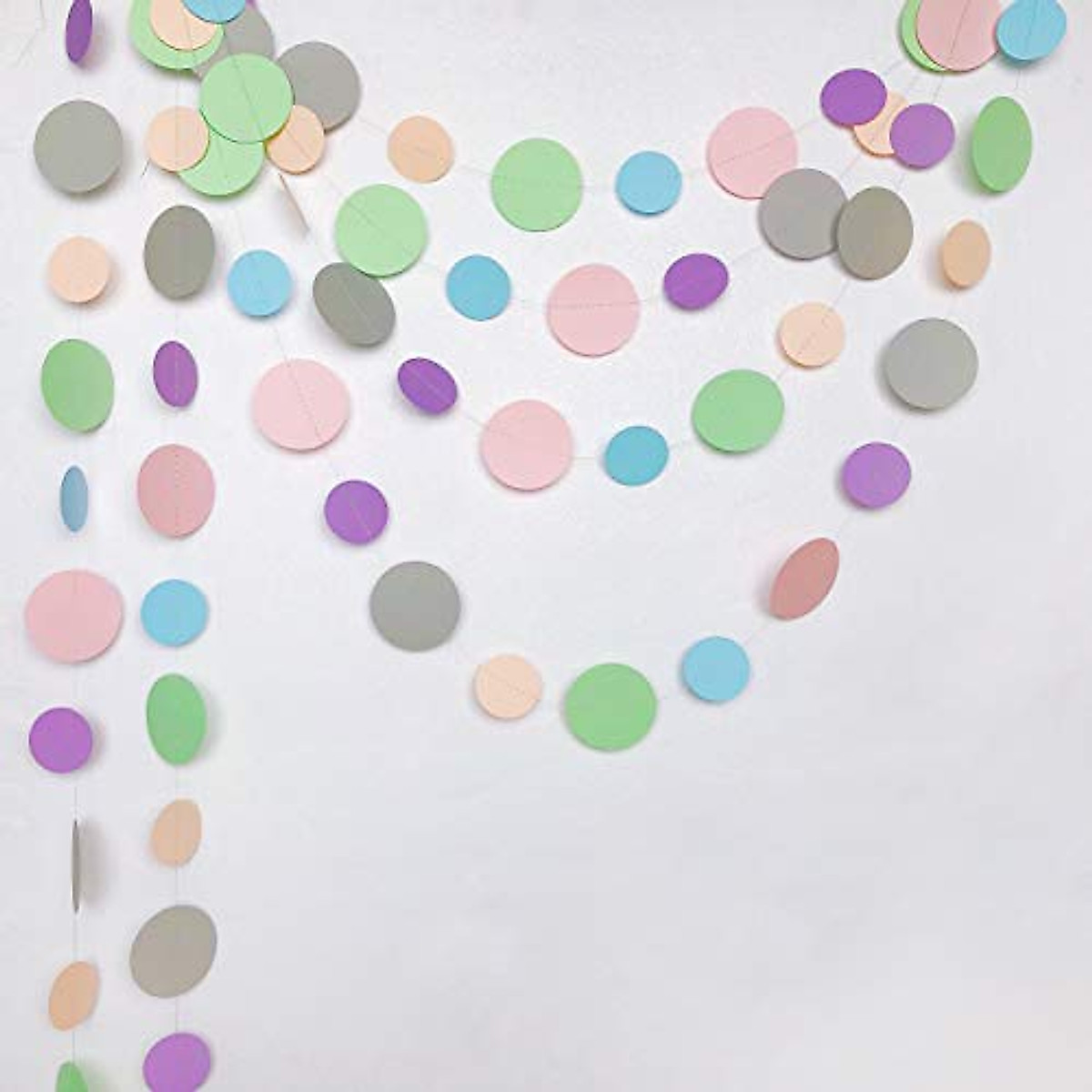 52Ft Circle Dot Paper Garland Pastel Party Bunting Banner Streamers Backdrop Hanging Decorations for Baby Shower Kids Girls First Birthday Unicorn Theme Party Holiday Nursery Home Decor (Macaron)