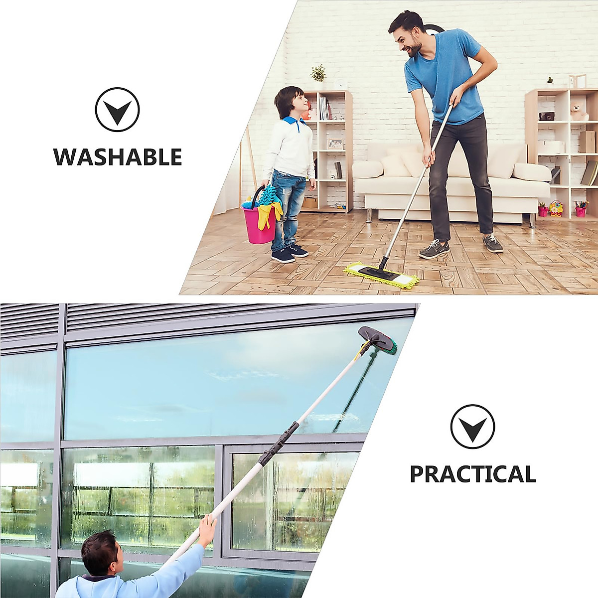 2pcs Broom Sweeping Cloth Multi Functional Household Cleaning Tool Broom Replacement Wet Dry Dust Collector Pads Refill Duster Refill