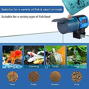 Auto Fish Feeder for Aquarium, FYD Automatic Fish Feeder Food Timer Dispenser for Small Fish Tank, Vacation, Goldfish, 4 Feeding Time/Rotation Adjustable