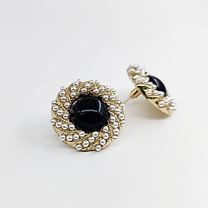 YOUMOCD Stud Earrings for Women Black Round Pearl Earings Fashion Jewelry