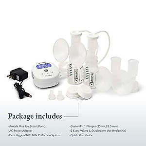 Ameda MYA Joy Double Electric Breast Pump & Accessories, Handsfree Compact, Lightweight Tabletop or Portable Breastfeeding Pump, Hospital Strength, w/HygieniKit Milk Collection System