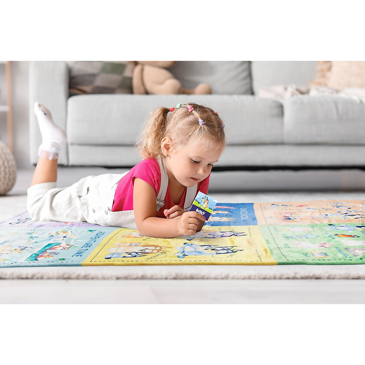 Jay Franco Bluey Early Education Learning Blanket - Measures 60 x 90 Inches - Super Soft Plush Teaching Blanket for Children – Music, Vehicles & Animals Kids Bedding