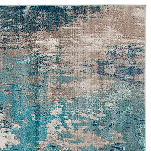 SAFAVIEH Madison Collection Area Rug - 9' x 12', Blue & Grey, Modern Boho Abstract Design, Non-Shedding & Easy Care, Ideal for High Traffic Areas in Living Room, Bedroom (MAD440M)