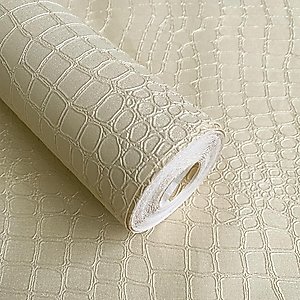 Zeeko Gold Textured Wallpaper Champagne Glod Wallpaper 17.7'' x 236'' Neutral Wallpaper Waterproof Modern Wallpaper Luxury Art Deco Mural Non-Adhesive Wallpaper