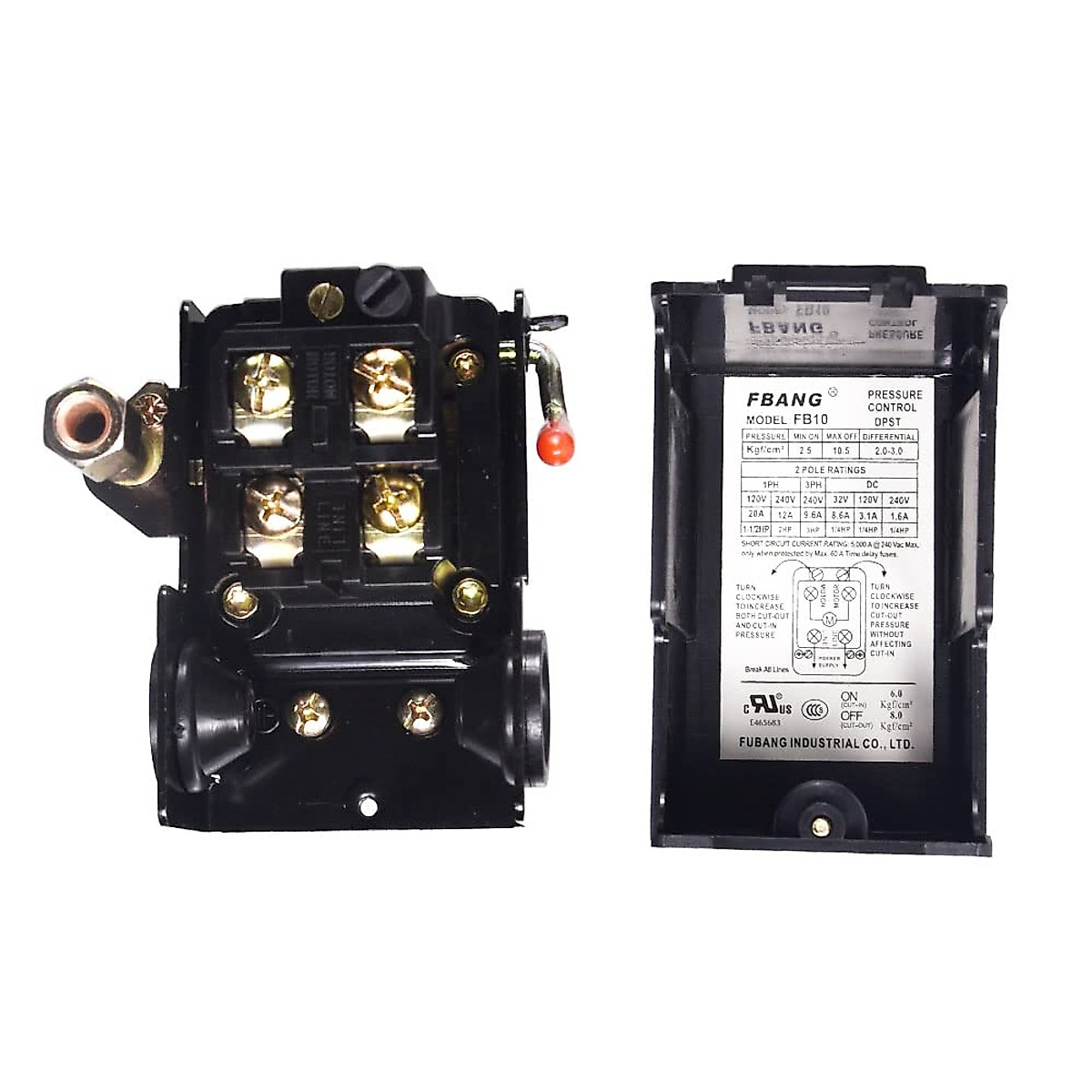 FBANG air Compressor Pressure Switch with Pressure Regulator, 90-120 PSI air Compressor Switch equips Pressure Gauge