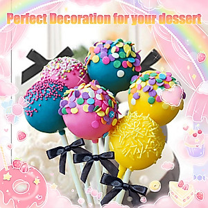 50 Pack Black Satin Ribbon Twist Tie Bows for Treat Bags, Gift Bags, Bakery Candy Bags and Package Decorating Ribbon Bow, Bowknot for Gifts