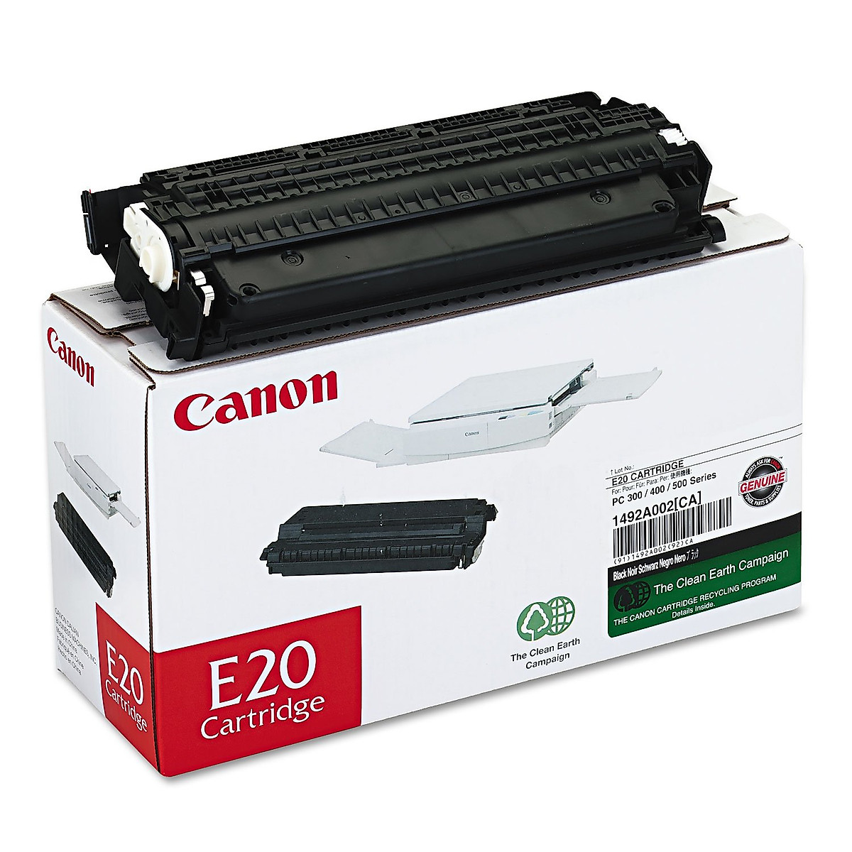 Canon Genuine Toner, Cartridge E20 Black (1492A002), 1 Pack, for Canon PC100 / 300/400 / 530/700 / 900 Series Peronal Copiers
