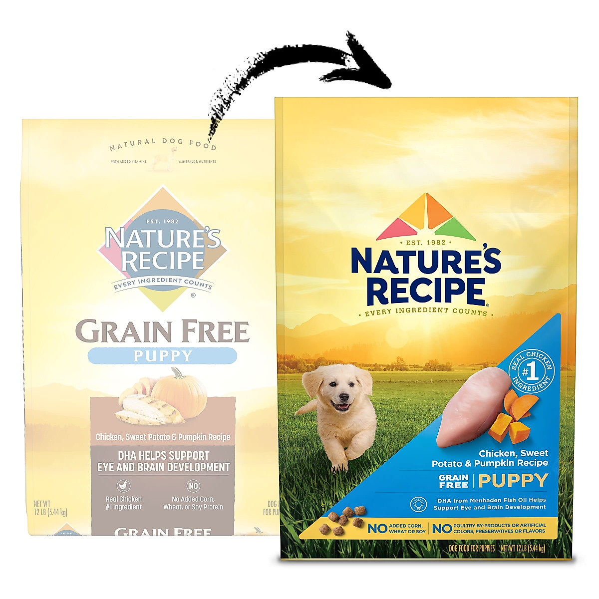 Nature’s Recipe Grain Free Chicken, Sweet Potato & Pumpkin Recipe, Dry Puppy Food, 12 Pounds (Packaging May Vary)