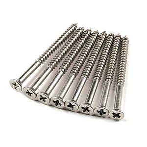 Hinge Outlet Satin Nickel Wood Screws 9 X 2 1/4 Inch for Residential Door Hinges - 24 Pack