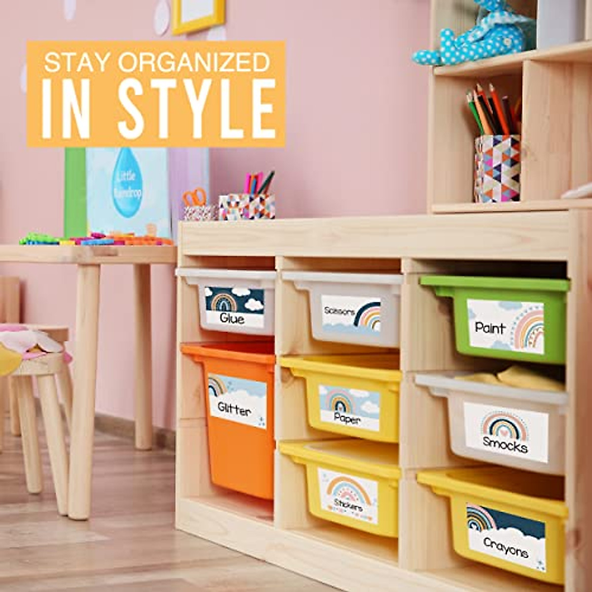 Hadley Designs Name Tags, 56pcs Boho Rainbow Labels, Self Adhesive Name ...