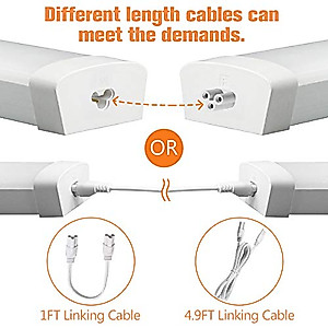 (Pack of 4) LED Shop Light 4FT, 40W 4500LM 5000K Daylight White, Linkable LED Light Bar for Room, Garage, Corded Electric with Built-in ON/Off Switch, Frosted Cover