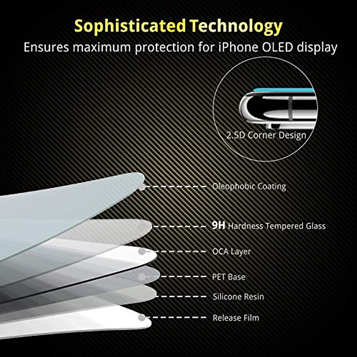 UNBREAKcable 3-Pack Screen Protector for iPhone 11 Pro/iPhone XS/iPhone X, Double Shatterproof Tempered Glass [Easy Installation Frame] [9H Hardness] [HD Clear] [Case Friendly] for iPhone 5.8 inch