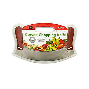 Pizza Rocker Knife - Rocking Cutting - Veggie Dicer - Use Both Hands - Away from the blade. Safer For The Kids - Curved Chopping Knife Chops Leafy Vegetables and All Kinds of Veggies