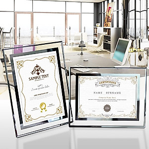 ZYUE 6x8 inch Picture Frame Made of Crystal Glass Display Pictures for Table Top Display and Wall Mounting Photo Frame Simple and Stylish Black