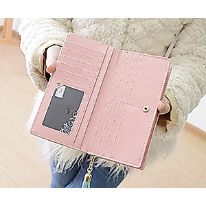 SQX Totoro Wallets Women Wallets Cartoon Card Holder Coin Purse Zipper and Hasp Clutch Long Wallet (Color : Black), 19x9x3cm