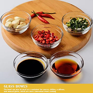 LNQ LUNIQI Set of 8 Mini Glass Bowls, 2.3 Inch Stackable Food Prep Bowls Multipurpose Clear Glass Serving Bowls for Kitchen Prep, Dessert, Dips, Candy