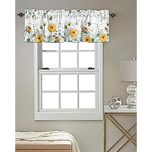 Butterfly Floral Window Kitchen Curtain Valance, Window Curtain Valance Rod Pocket, 1 Panel Short Valances Window Treatment for Living Room Bedroom Bathroom Cafe (42x18 Country Style Butterfly)