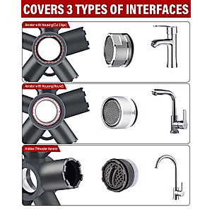 10-in-1 Faucet Aerator Removal Tool Kit, Heavy-duty Aerato Key for Threaded and Housed Aerateors,Fits M16.5 M18.5 M21.5 M22 M24 M28 TT TF STD TJ Sizes, Faucet Tool for Home Repair and Plumbing