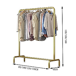 NEOCHY Clothing Display Racks, Iron Heavy-Duty Hangers, Open Bedroom, Balcony Drying Racks, Men's and Women's Display Racks, Saving Space/Golden/150X40X150Cm
