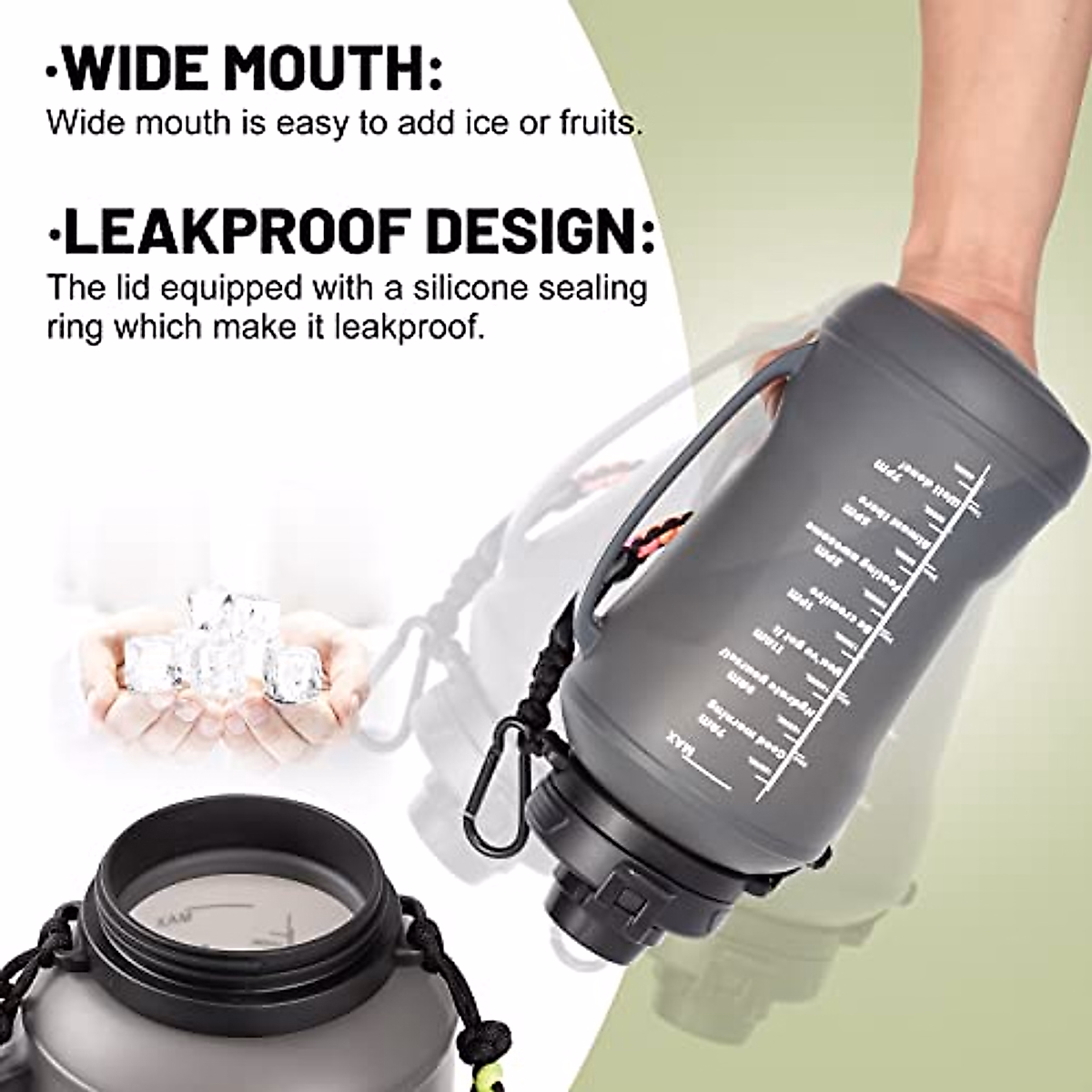 Dahlifasion Collapsible water bottles large water bottle,BLUE (BLACK2)